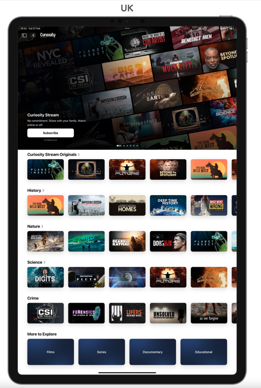 CuriosityStream Inc. - Curiosity Stream Launches on Apple TV App in 23 ... CuriosityStream Inc. - Curiosity Stream Launches on Apple TV App in 23 ...